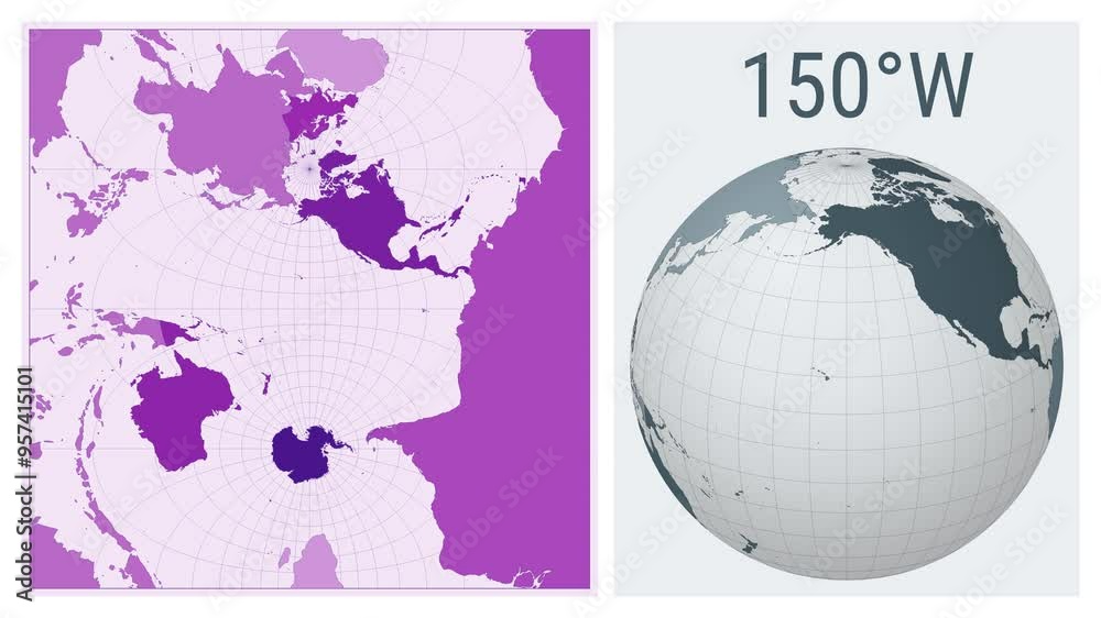 World Map Animation Transverse Spherical Mercator Projection Colored Continents Style