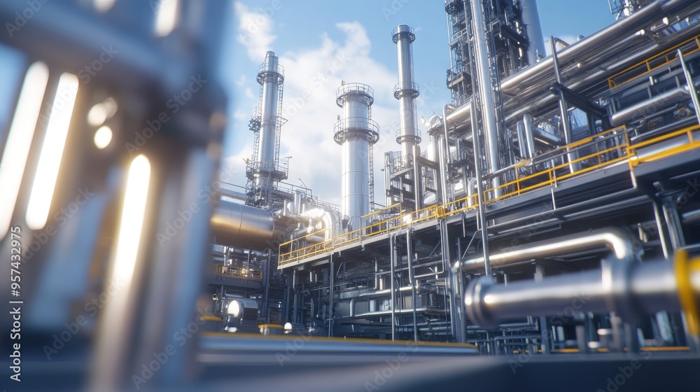 Oil refinery and industrial factory construction utilizing engineering ...