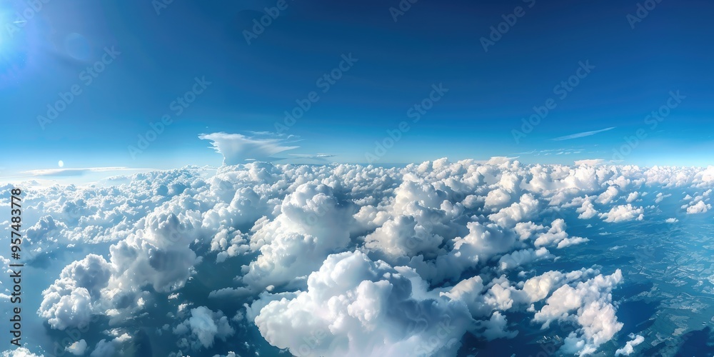 Awe inspiring aerial perspective of vast land and sky captured from a ...