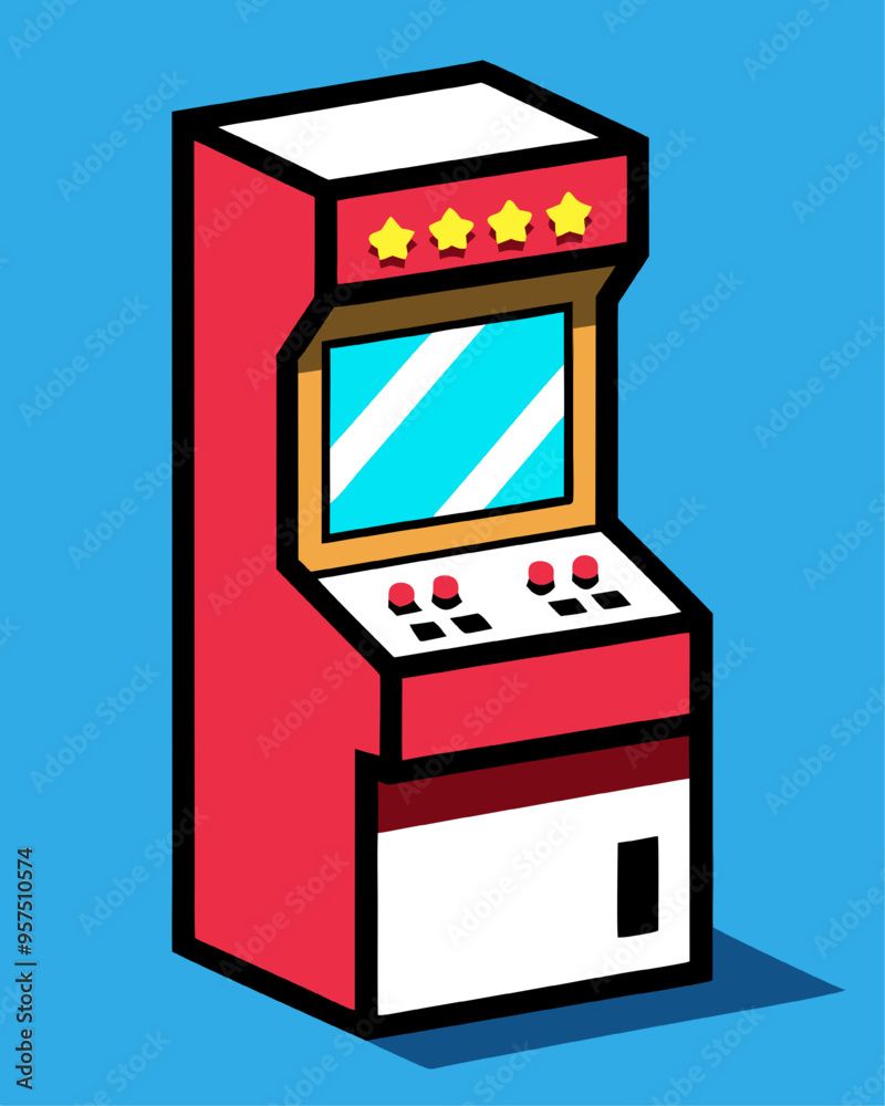 Retro Arcade Cabinet: A vibrant and nostalgic pixel art illustration of ...