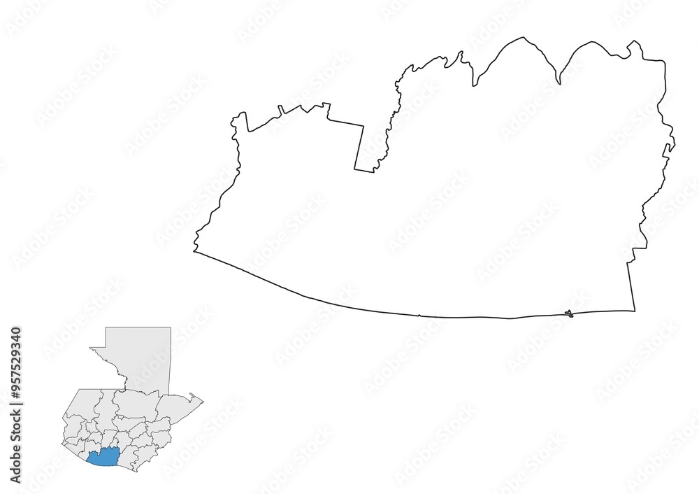 Mapa del departamento de Escuintla, Guatemala Stock Illustration ...