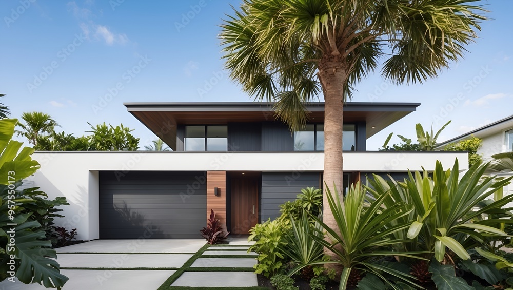 single-story house with a flat roof and a minimalist design. The ...