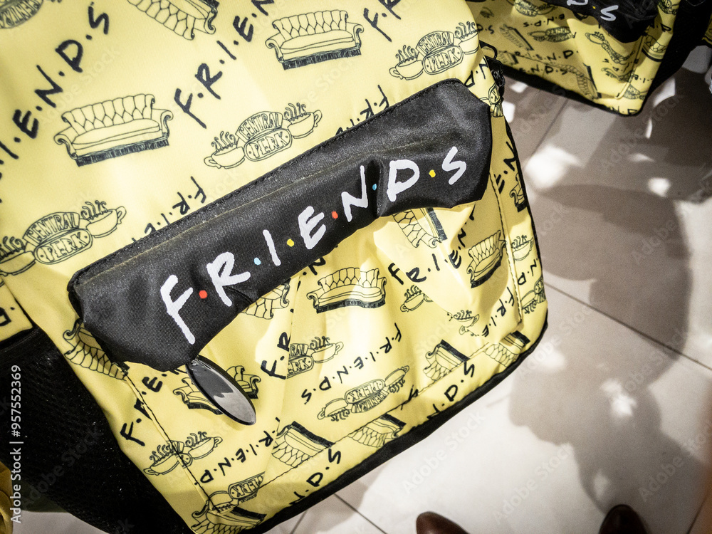 BELGRADE, SERBIA - JULY 2, 2024: Friends-themed backpack, featuring the ...