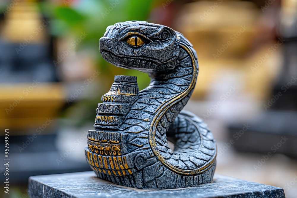 Snake Serpent, Sacred, and Power shown in an ancient temple where a ...