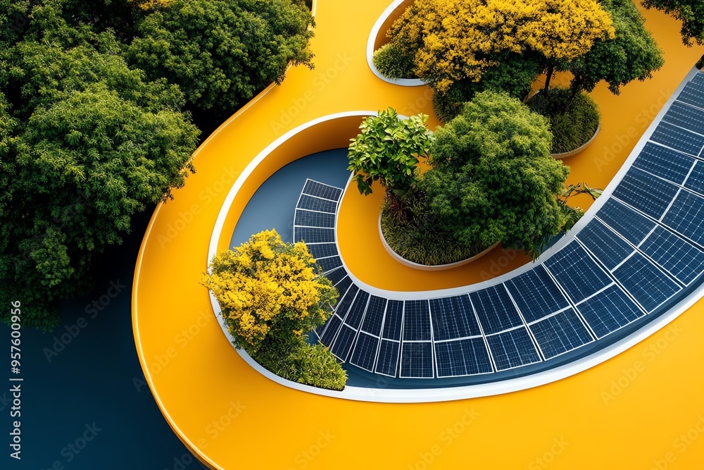 Solar Power Photovoltaic, Yellow, and Sustainability depicted in a ...