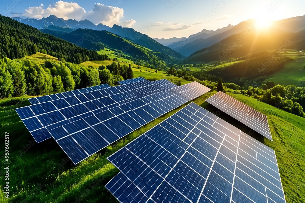 Solar Power Sunlight, Harnessing, and Future of Energy shown in a ...