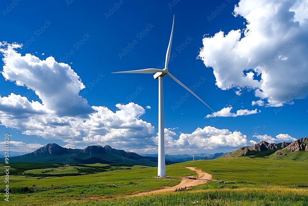 Wind Energy Wind Farms, Rural, and Future of Energy shown in a rural ...