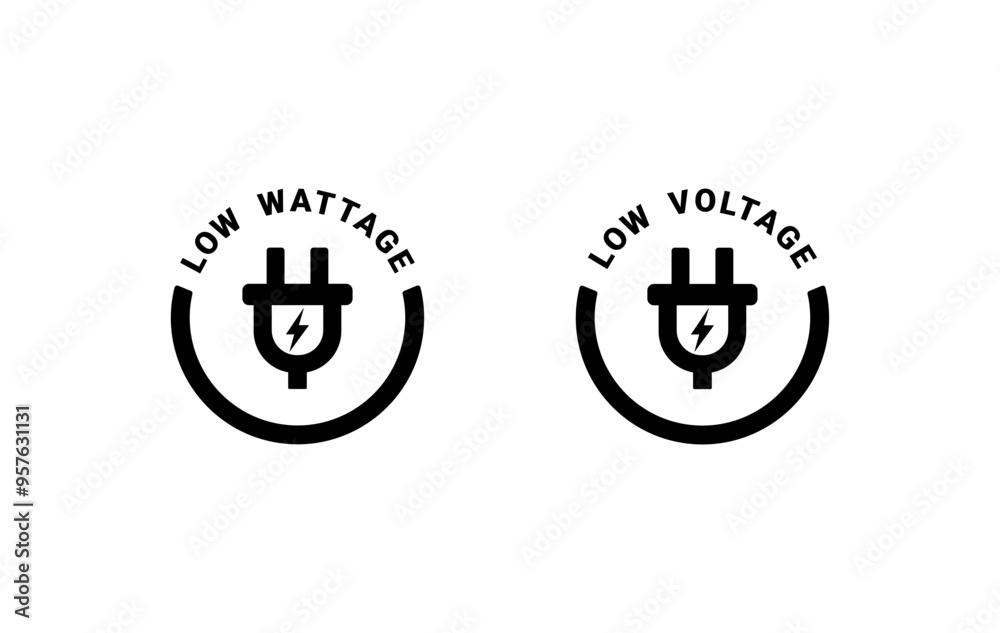 Low wattage label or low voltage sign vector isolated. Best Low voltage ...
