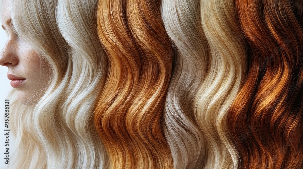 Hair Color Palette: A Spectrum of Blonde and Copper Tones Stock ...