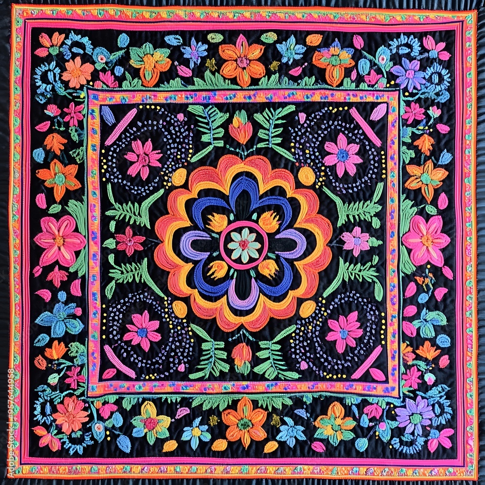 16. **Hmong embroidery pattern from Laos with vibrant, complex designs ...