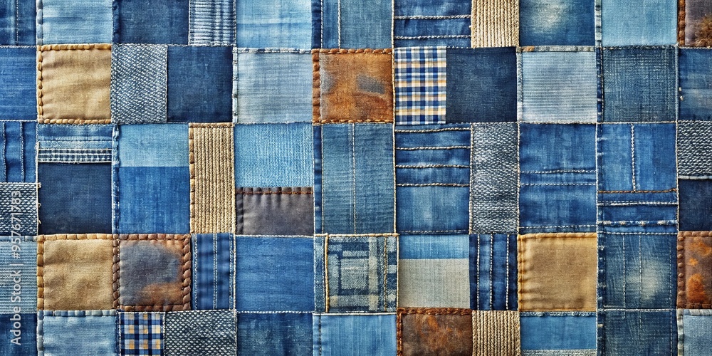 Patchwork denim textures in varying shades and patterns, perfect for ...
