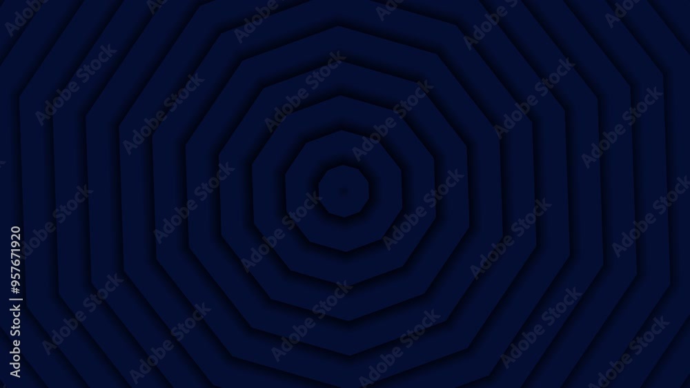 dark blue gradient background Concentric octagons with depth and ...