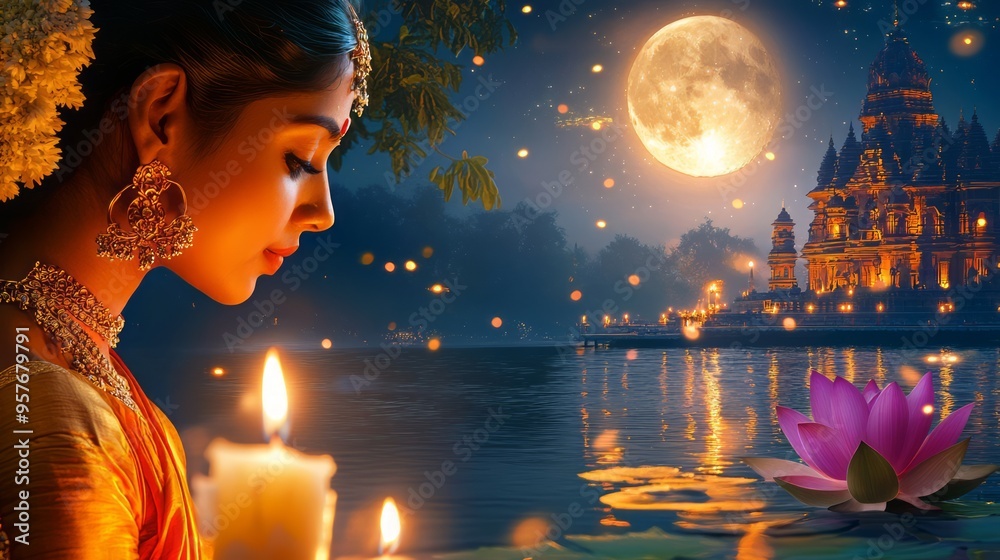 Sharad Purnima. A religious festival celebrating Hindu lunar month of ...