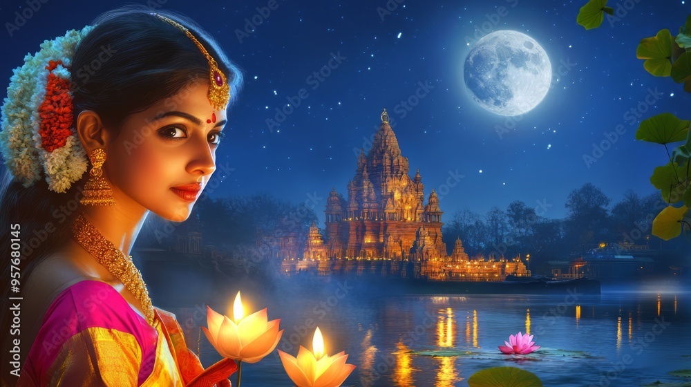 Sharad Purnima. A religious festival celebrating Hindu lunar month of ...