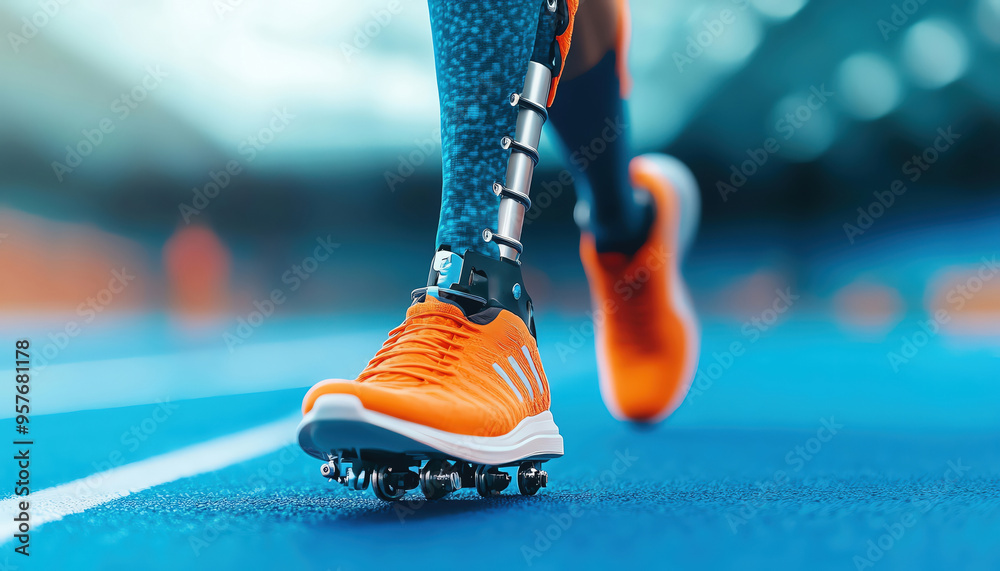 athlete with anklefoot prosthetic with enhanced ankle functionality, in ...