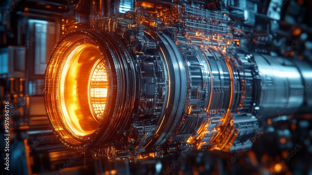 Futuristic glowing mechanical device with intricate details ...