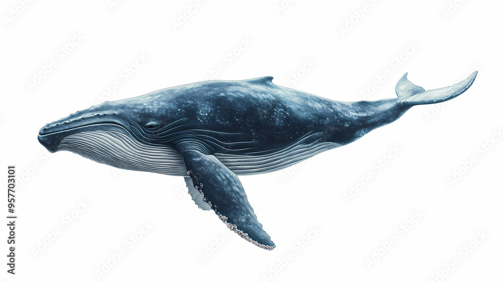 Blue whale great illustration isolate art realistic. Whale ...