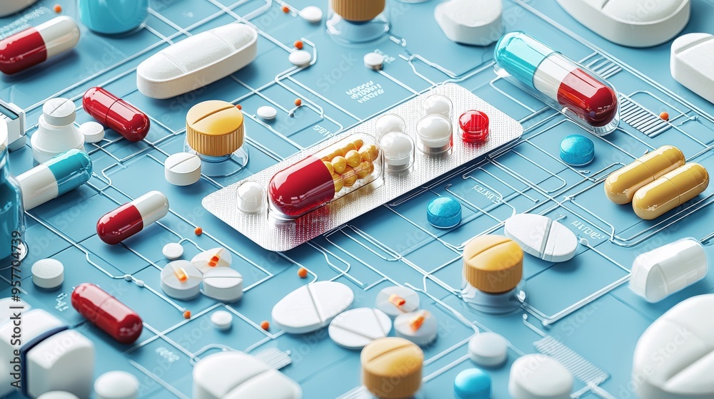 Modern infographic on prescription drug adherence, with visual cues for ...