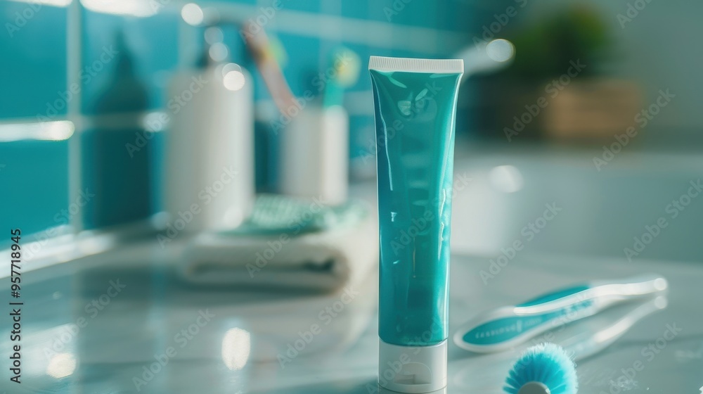 Toothpaste: A tube of mint-flavored toothpaste with a twist-off cap ...