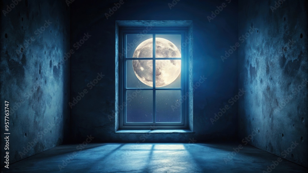 Moonlight shining through a window casting a mysterious glow on a dark ...