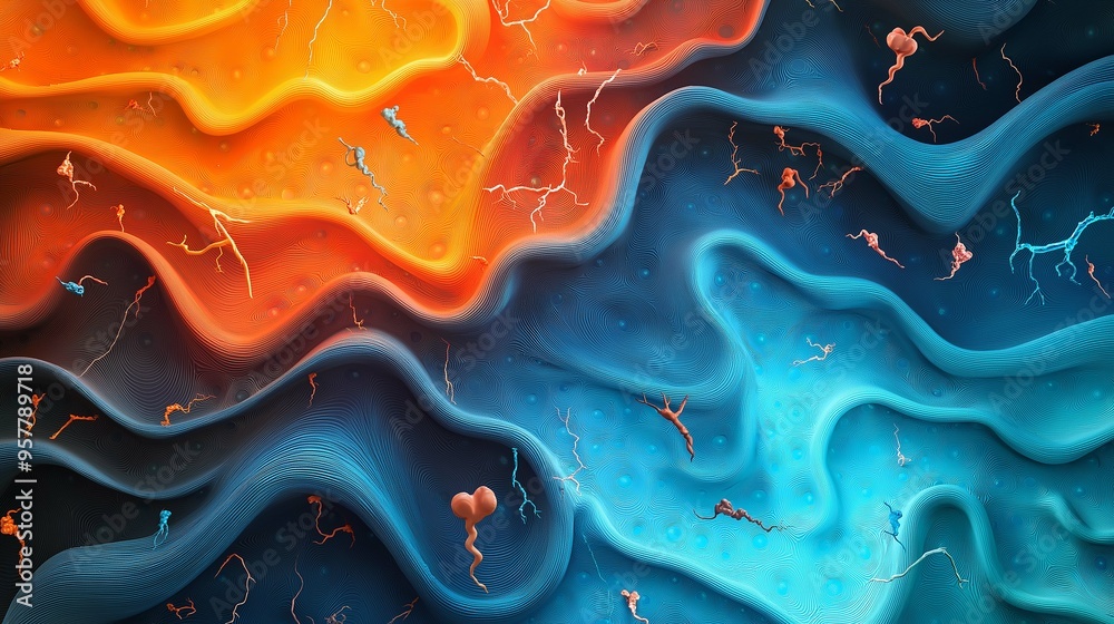 Pathways of sensory and motor nerves, designed in a simple flat design ...