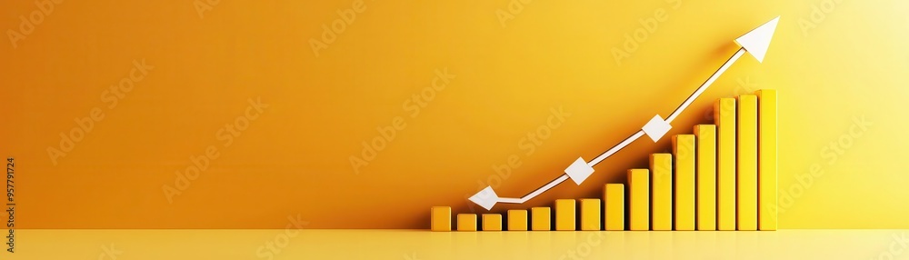 Digital infographic featuring a golden upward trend line, representing ...