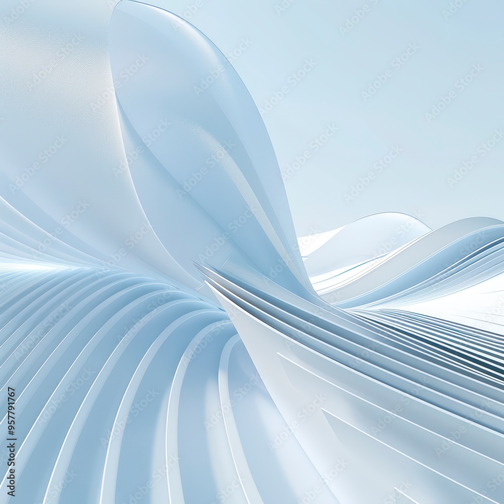 Blue and white tones merge seamlessly, creating a simple yet ...