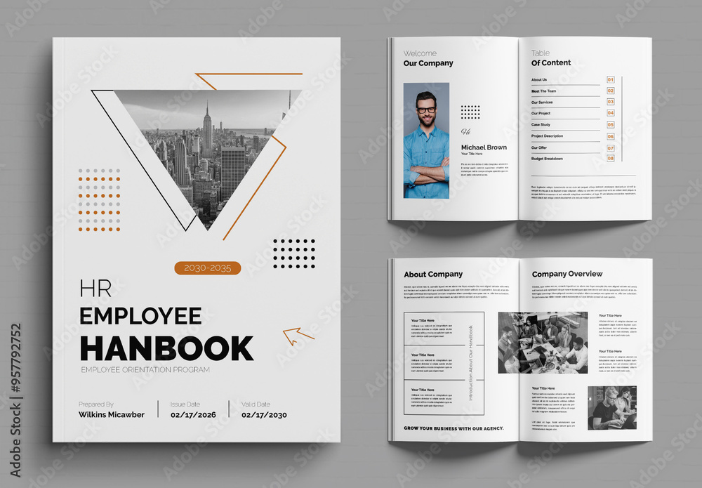 Hr Employee Handbook Layout Stock Template | Adobe Stock