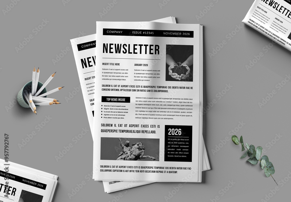 Newsletter Layout Design Template Stock Template | Adobe Stock