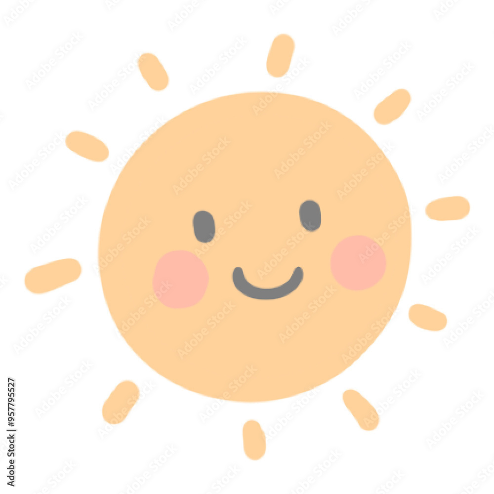 cartoon sun with smiley face on transparent background Stock ...