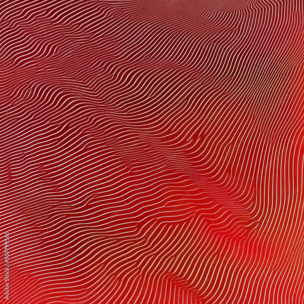 Abstract red halftone background with wavy, rippled lines, creating a ...