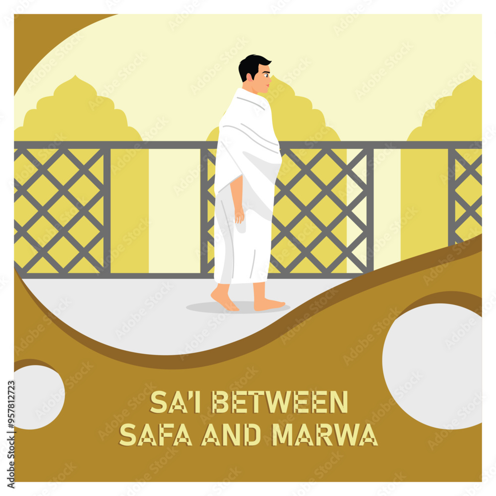 Hajj pilgrims perform Sa'i from Safa hill to Marwa hill. Sa'i is ...