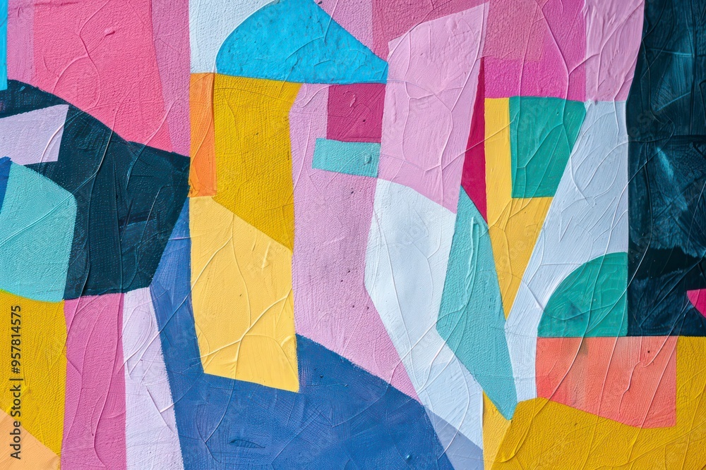 geometric background displays a variety of colorful shapes and forms ...