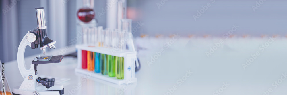 Banner Science laboratory chemistry test science lab with microscope ...