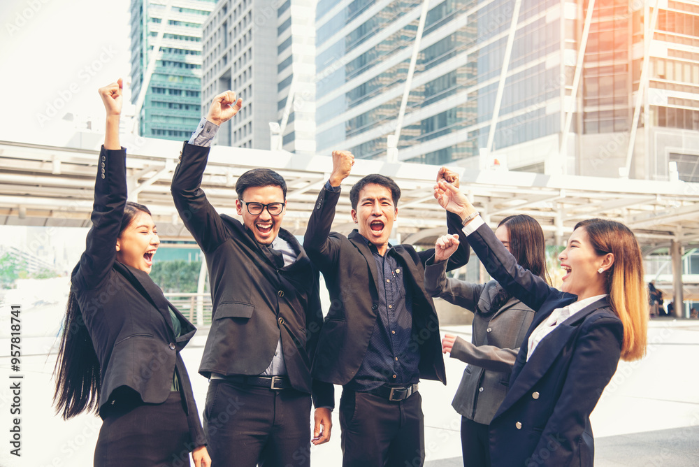Diversity Business people partner handshake together in modern city ...