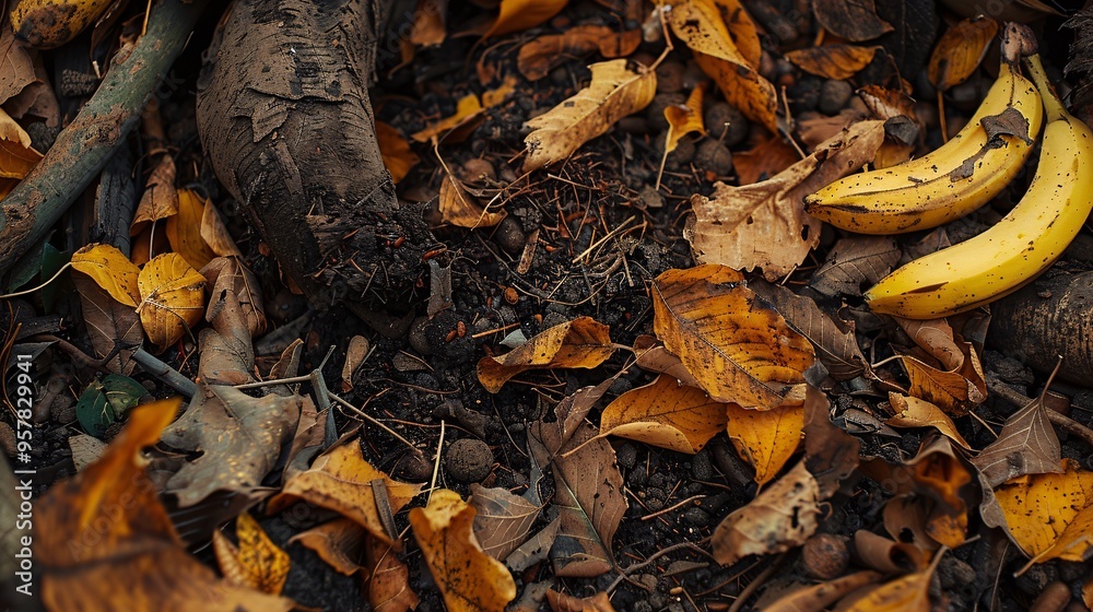 07240954 367. Close-up photo of a compost heap, highlighting the ...