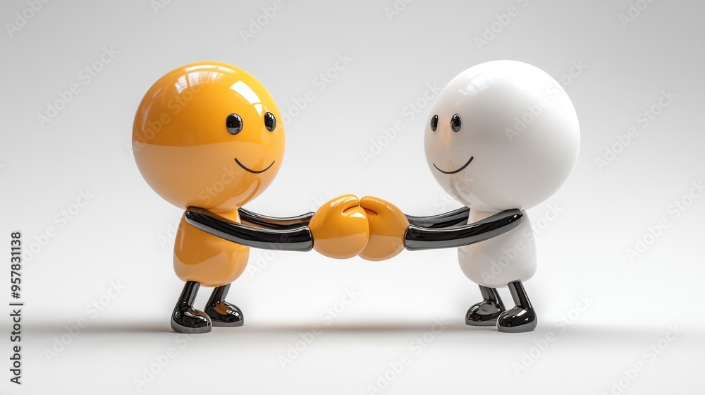 3D render cartoon character with boneless flexible hands in a loop ...