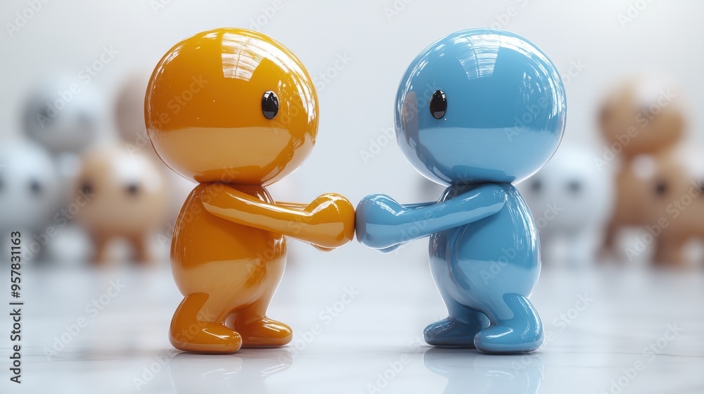 3D render cartoon character with boneless flexible hands in a loop ...