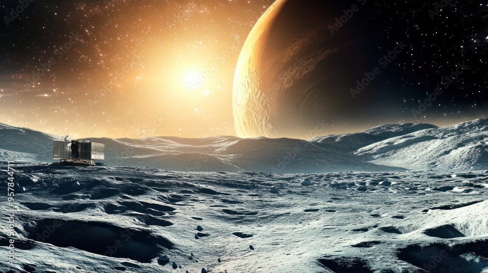 Solar system exploration, robotic spacecraft landing on a moon of ...