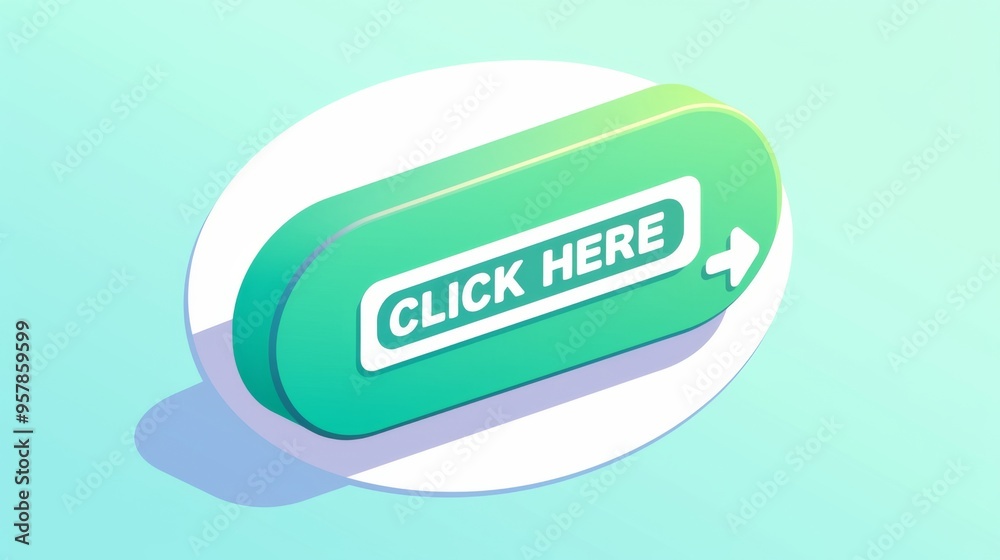Green Button with 'CLICK HERE' Text, Right Arrow, and Mouse Icon on ...