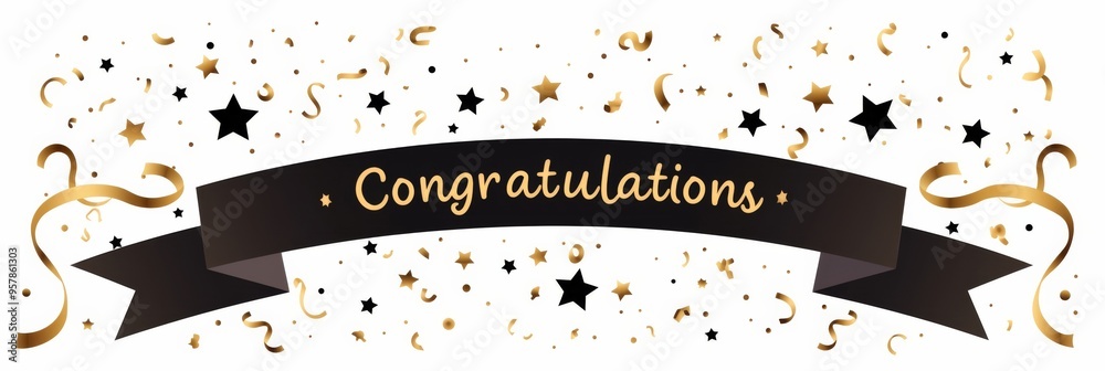 'Congratulations' in Black Cursive Font with Gold Accents and Sparkles ...