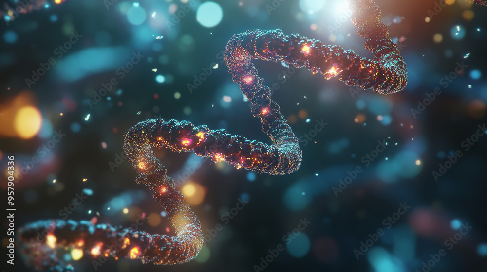 A detailed 3D render of a helix structure representing complementary ...