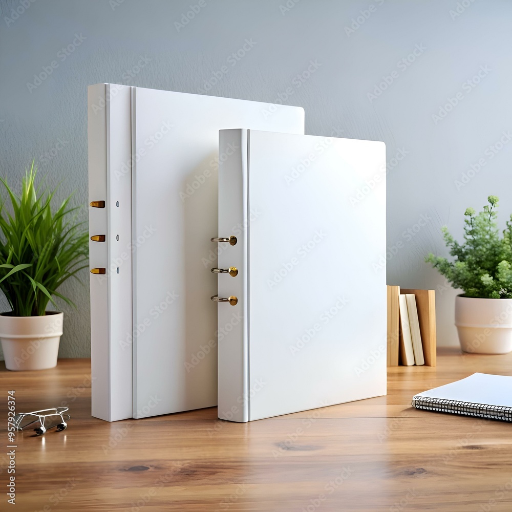 Two blank white binders with gold rings. perfect for adding your own ...
