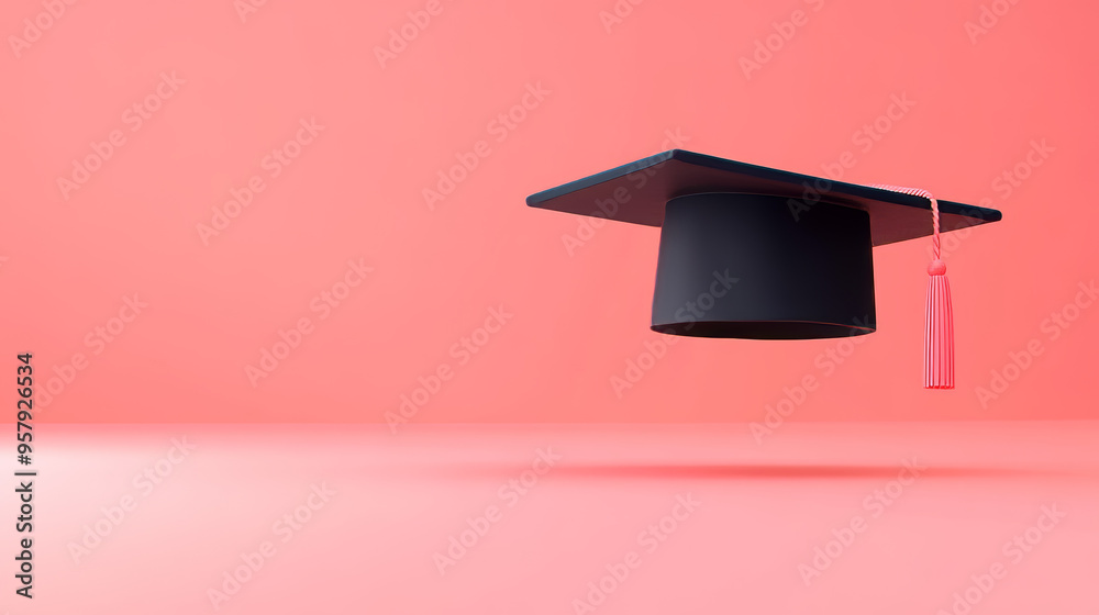 3D rendering of a Graduation Cap icon on a clean background for mock-up ...