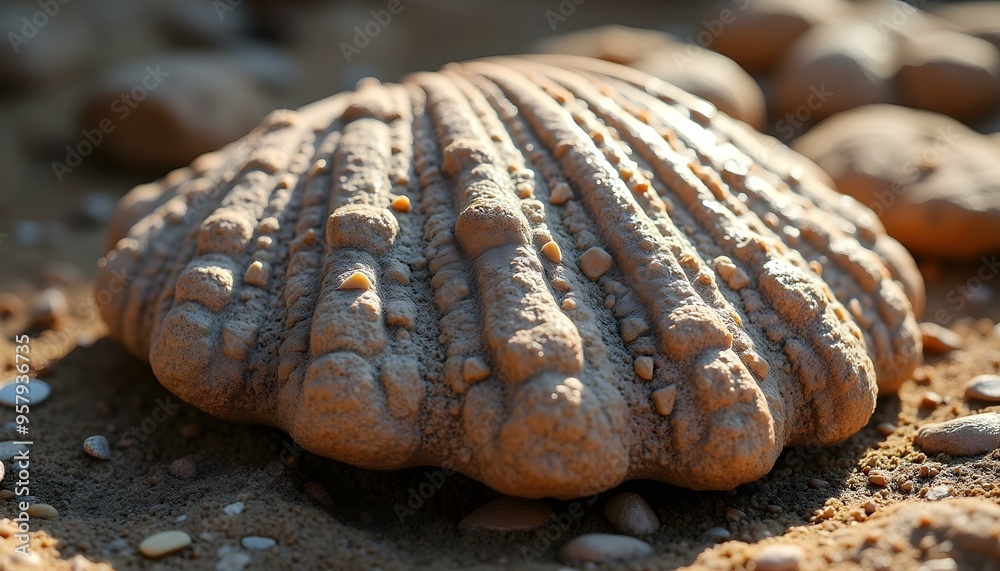 Stone shell texture with visible veins and irregularities, adding a ...