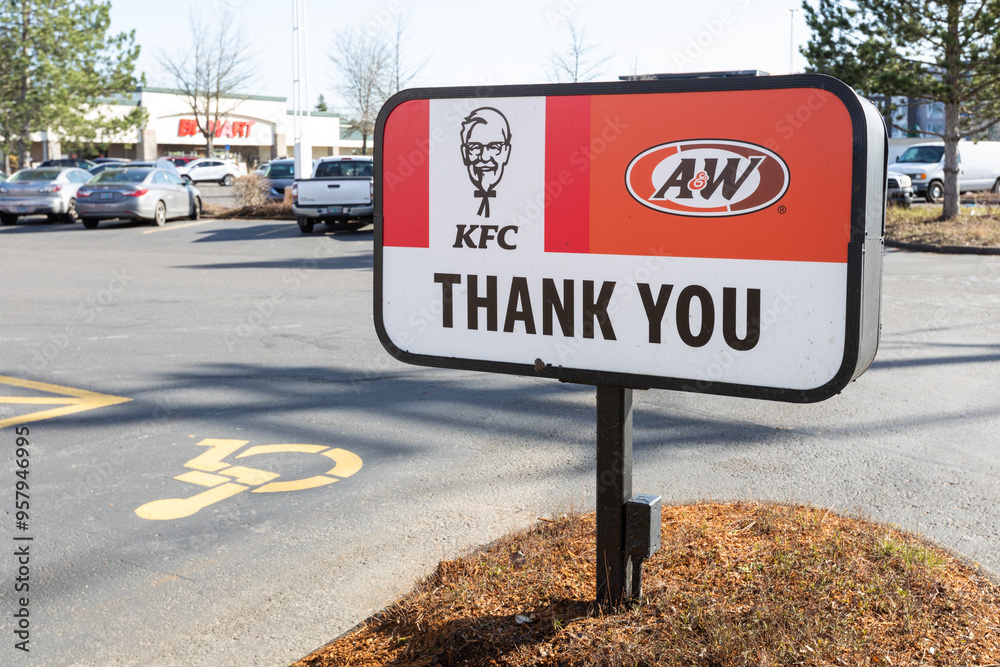 Beaverton, Oregon, USA - March 7, 2024 - KFC famous franchise ...