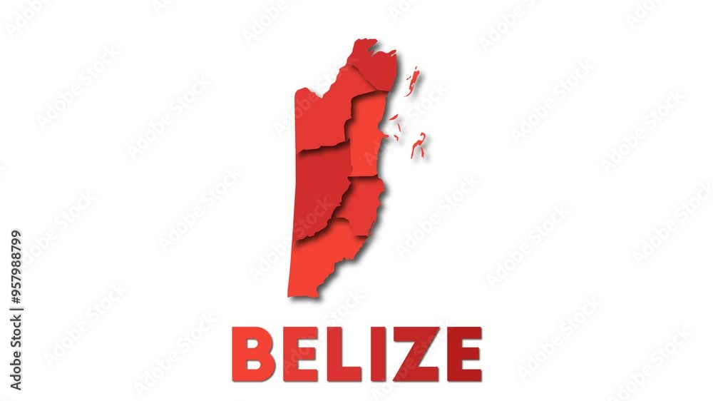 Belize map showing regions. Animated country map with title. 4K ...