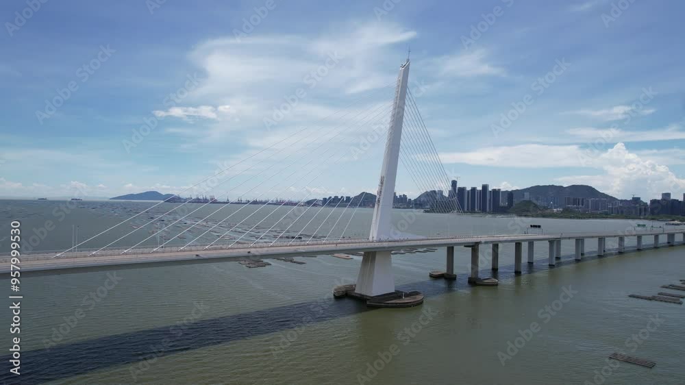 Shenzhen Bay Bridge, a cross-sea highway bridge spanning Shenzhen Bay ...