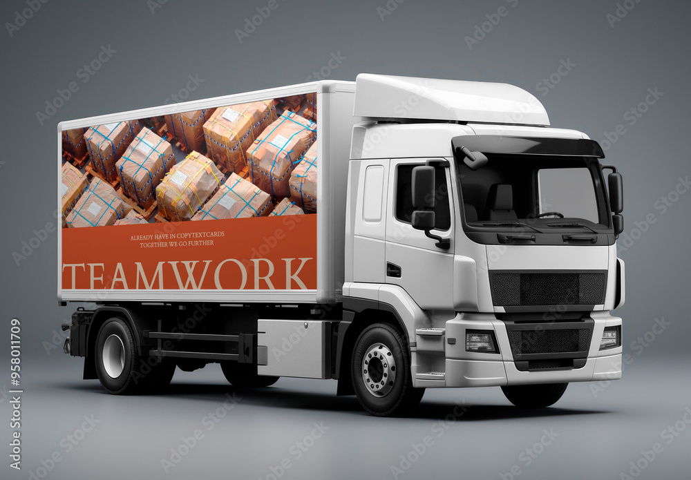 Vehicel Delivery Truck Mockup With Generative AI Stock Template | Adobe ...