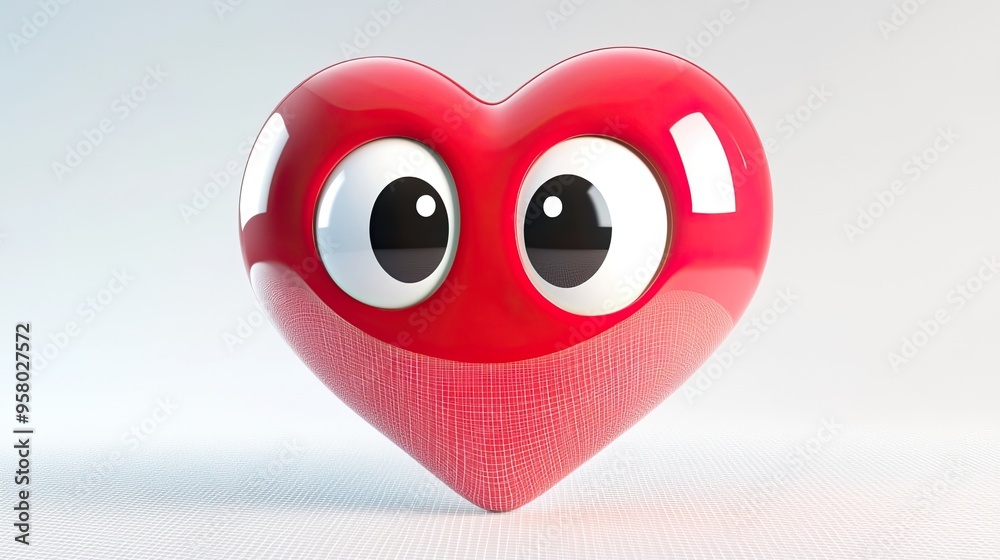 3D heart-eye emoticon on a transparent background, isolated with white ...